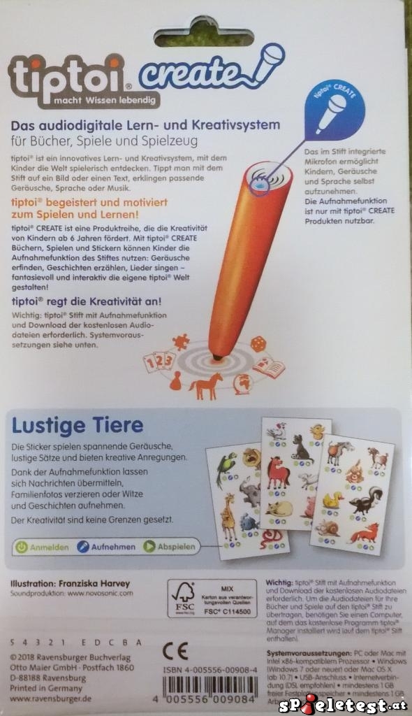 tiptoi create - Sticker Lustige Tiere - Spieletest.at